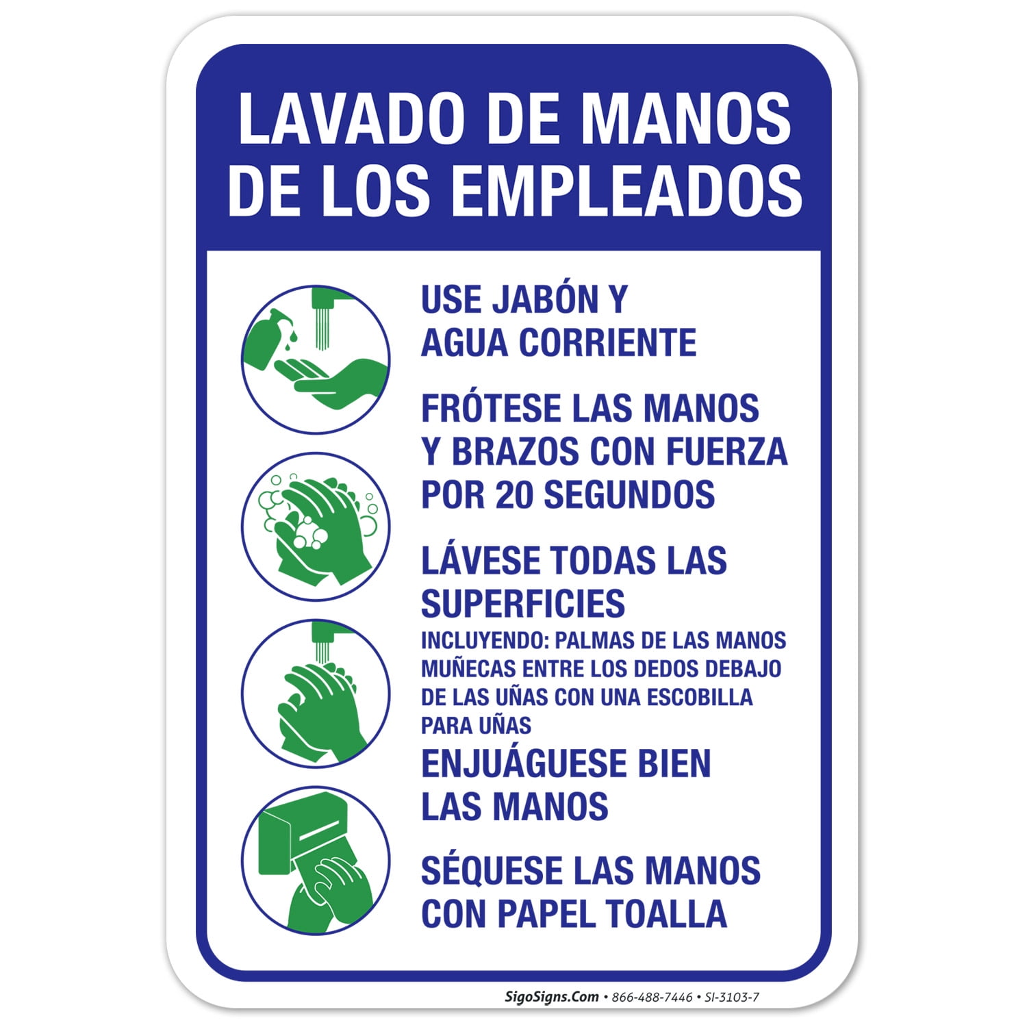 Hand Washing Sign Spanish, Hand Washing Instruction Sign, - Walmart.com