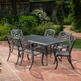 GDF Studio Blaeberry Outdoor Cast Aluminum 7 Piece Expandable Dining ...