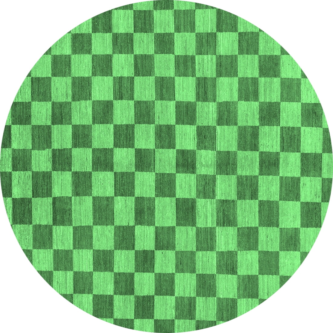 Ahgly Company Indoor Round Checkered Emerald Green Modern Area Rugs, 6 ...