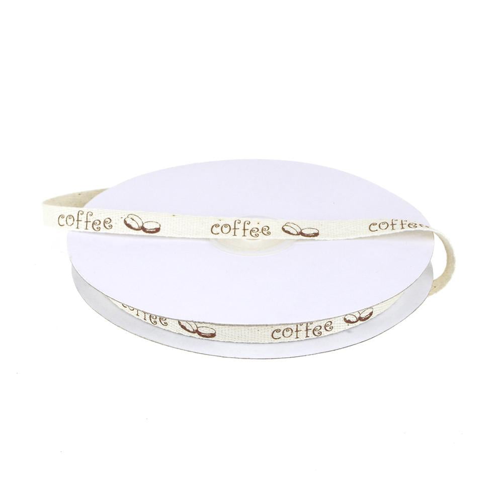 Brown Coffee Bean Print Cotton Twill Ribbon, 3/8-Inch, 25 Yards ...