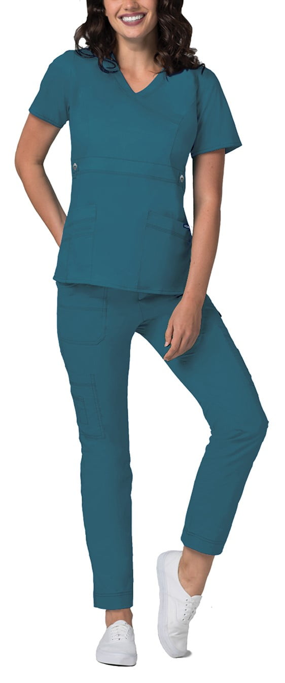 Adar Active Classic Scrub Set For Women - Crossover Top and Multi ...