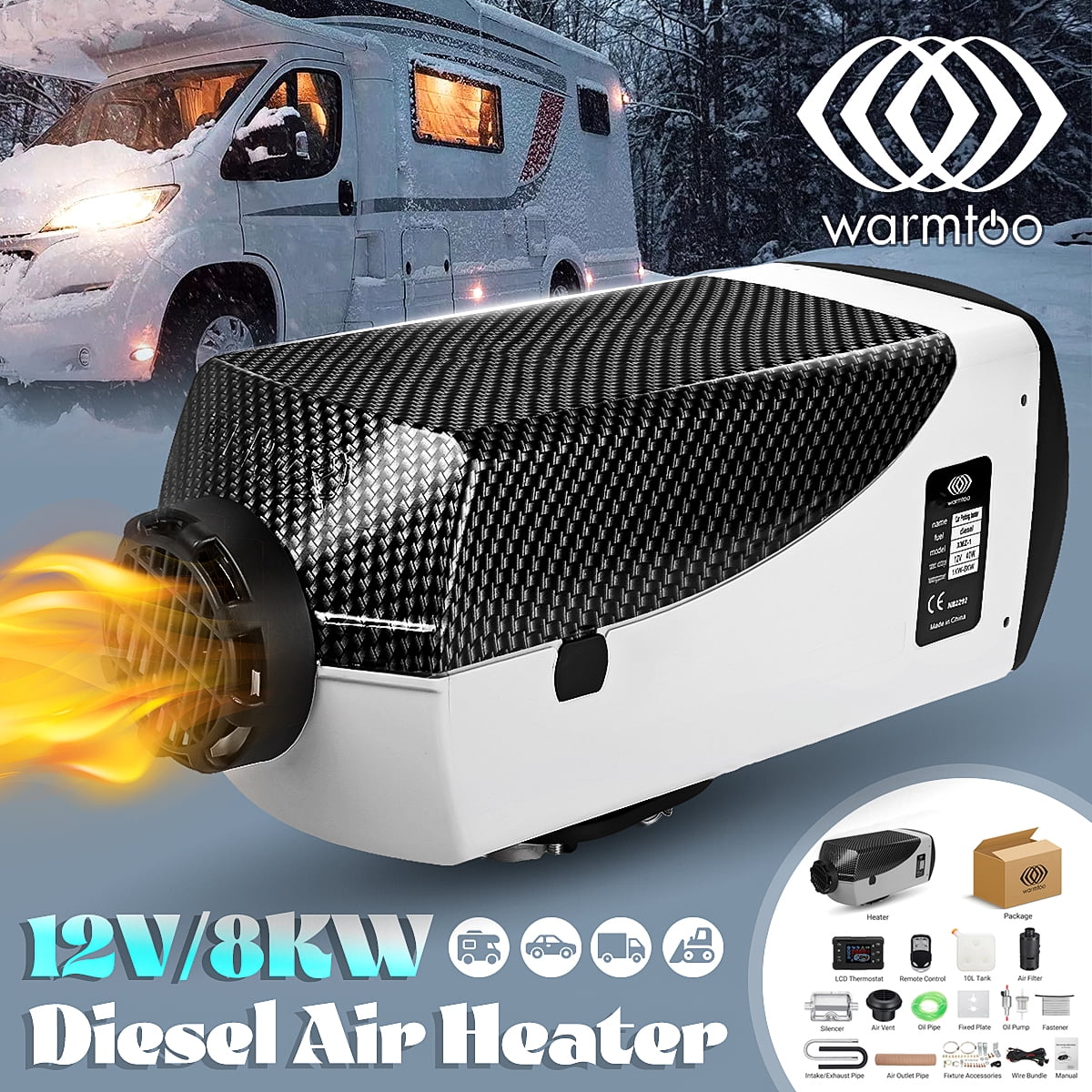 Warmtoo Diesel Air Heater, 12V 8KW Diesel Parking Heater with LCD ...