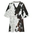 Cow Hide Womens Dress With Pockets Summer V Neck 3/4 Sleeve Dress Plus ...