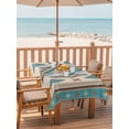 Bohemian Aztec Rectangle Outdoor Tablecloth with Umbrella Hole Teal ...