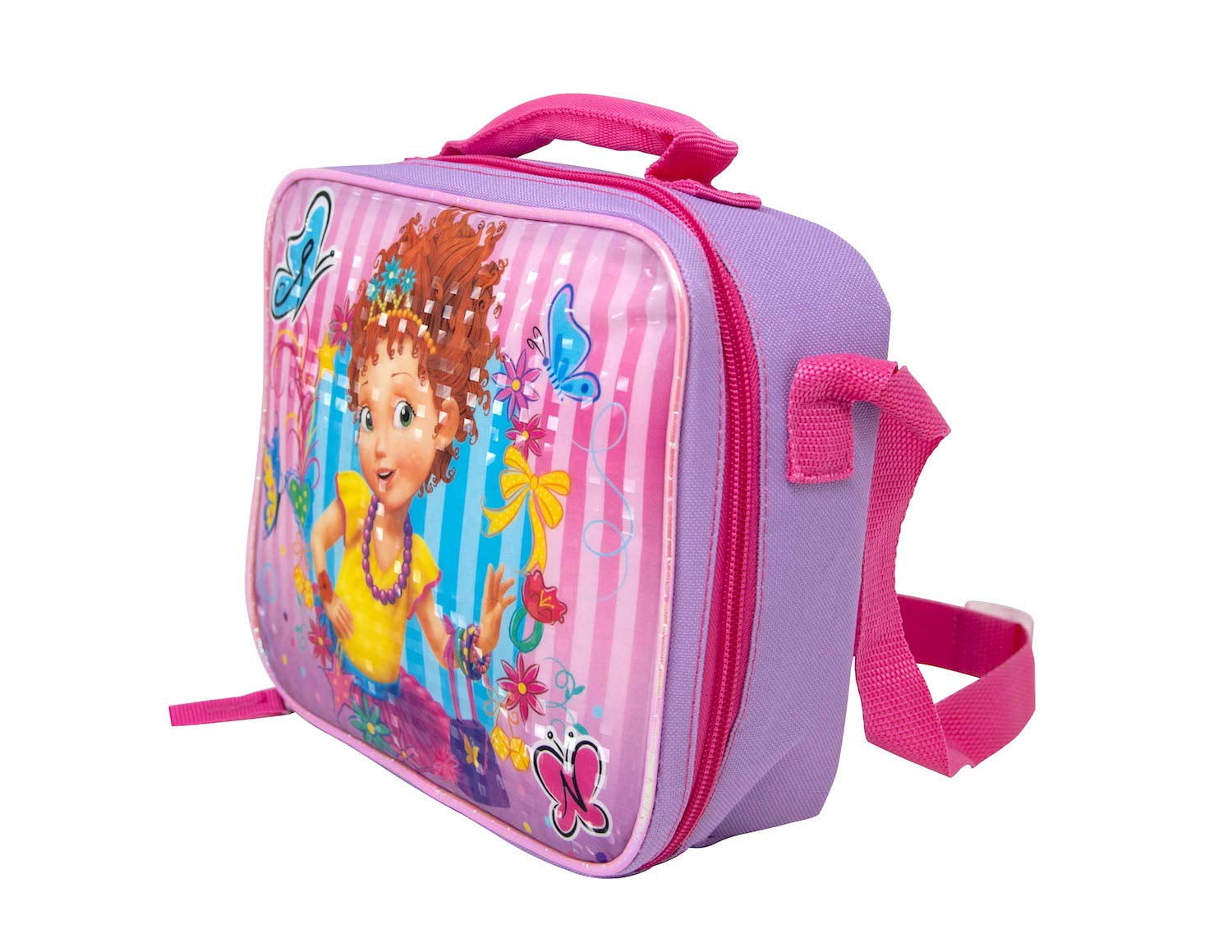 Girls Fancy Nancy Insulated Lunch Bag with Shoulder Strap Pink Lavender ...