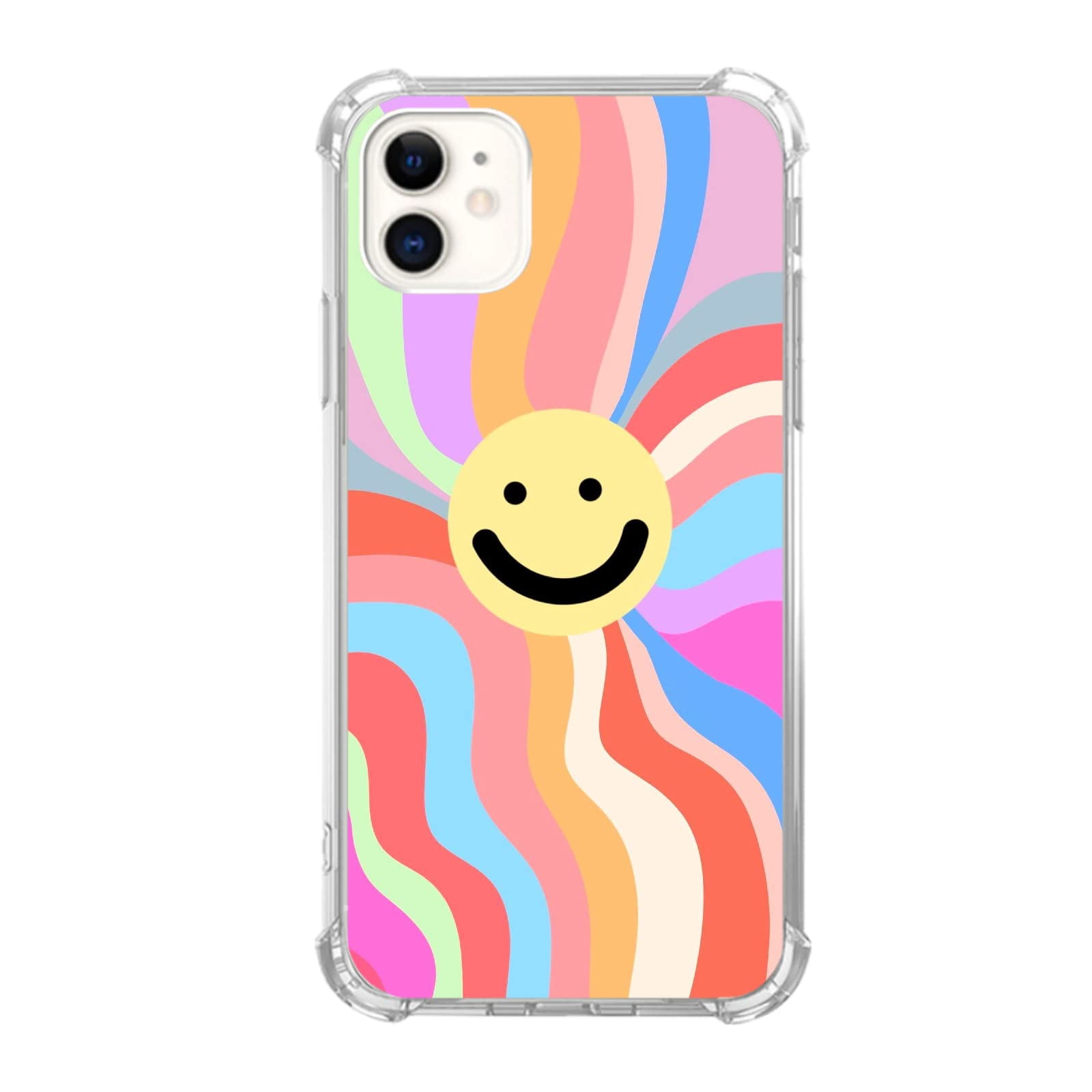 Rainbow Smiley Face Case Compatible with iPhone 12,Unique Art Design ...