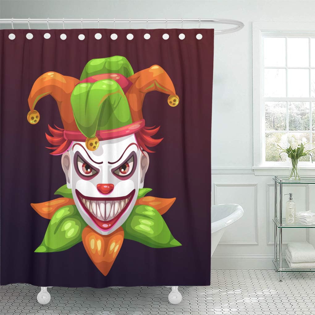 SUTTOM Red Bad Crazy Creepy Joker Face Angry Clown Evil Shower Curtain ...