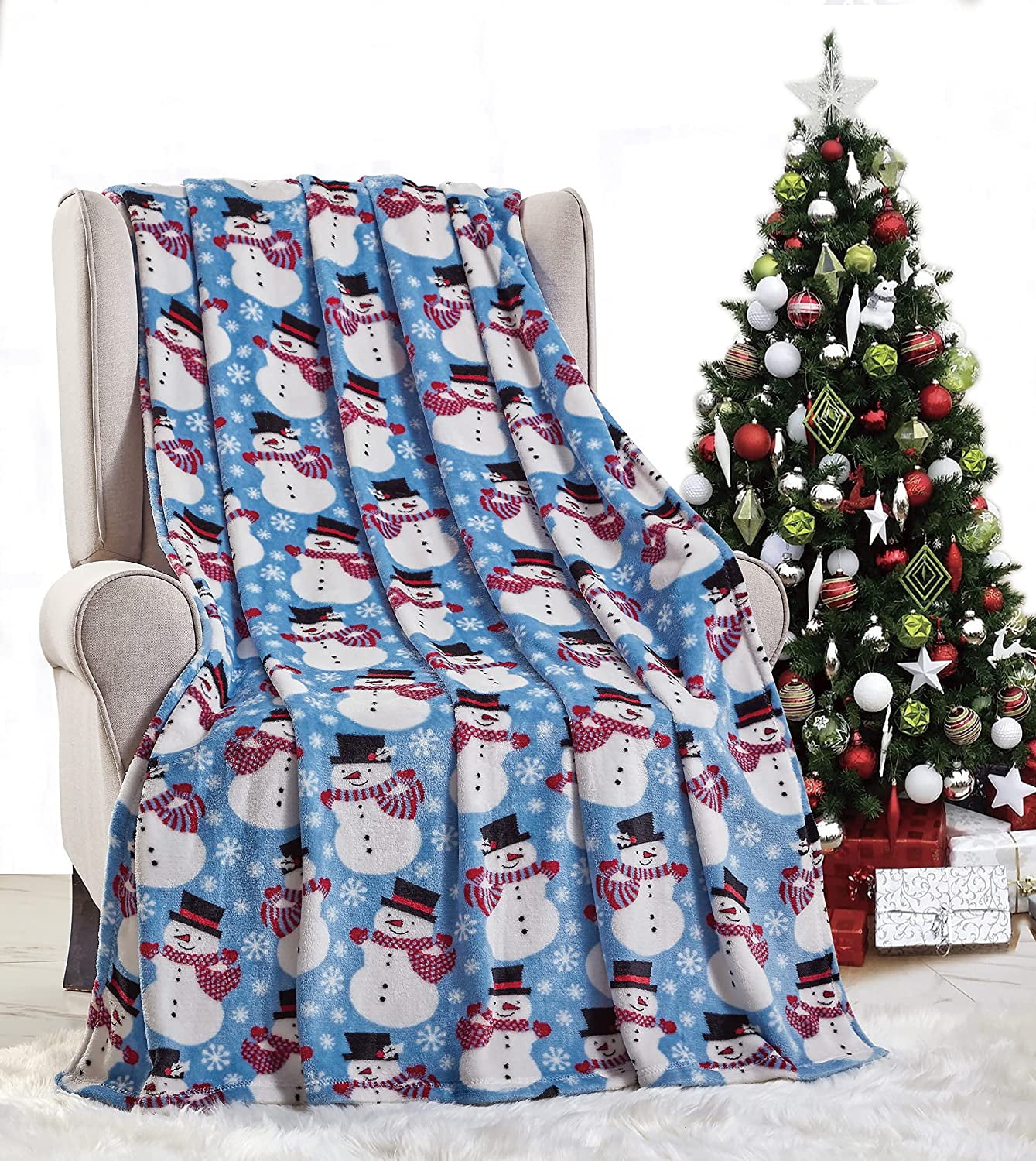 Holiday Blanket, Printed Soft Plush Throw, Fun Christmas Theme, Home ...