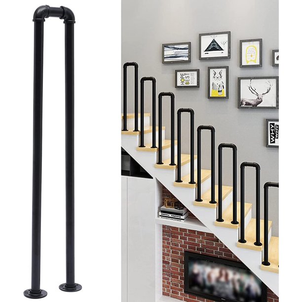 Miumaeov Safety Staircase Handrails Support Poles Black U-Shaped ...
