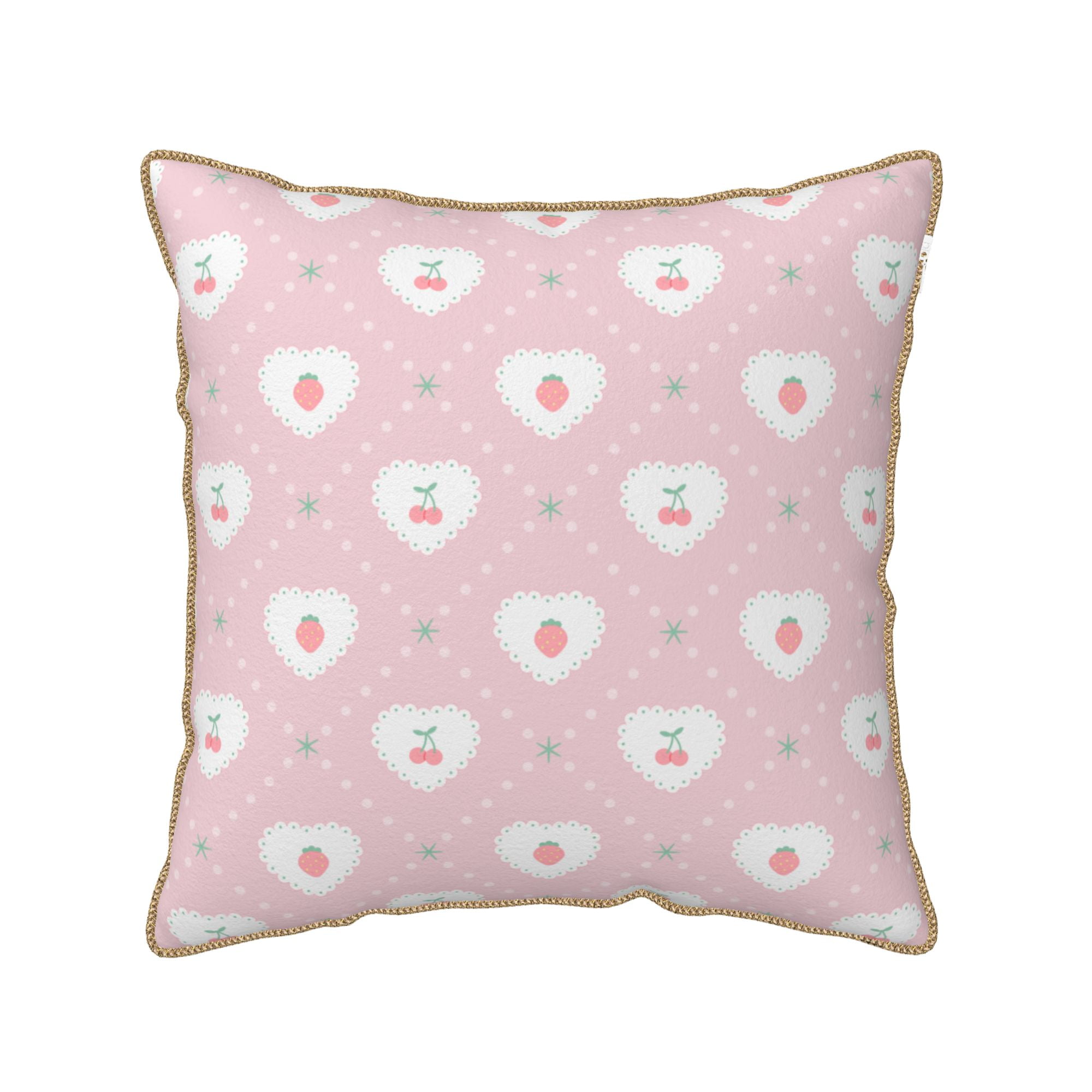 ZNDUO Pink Cherry Heart Pattern Throw Pillows for Couch-Indoor ...