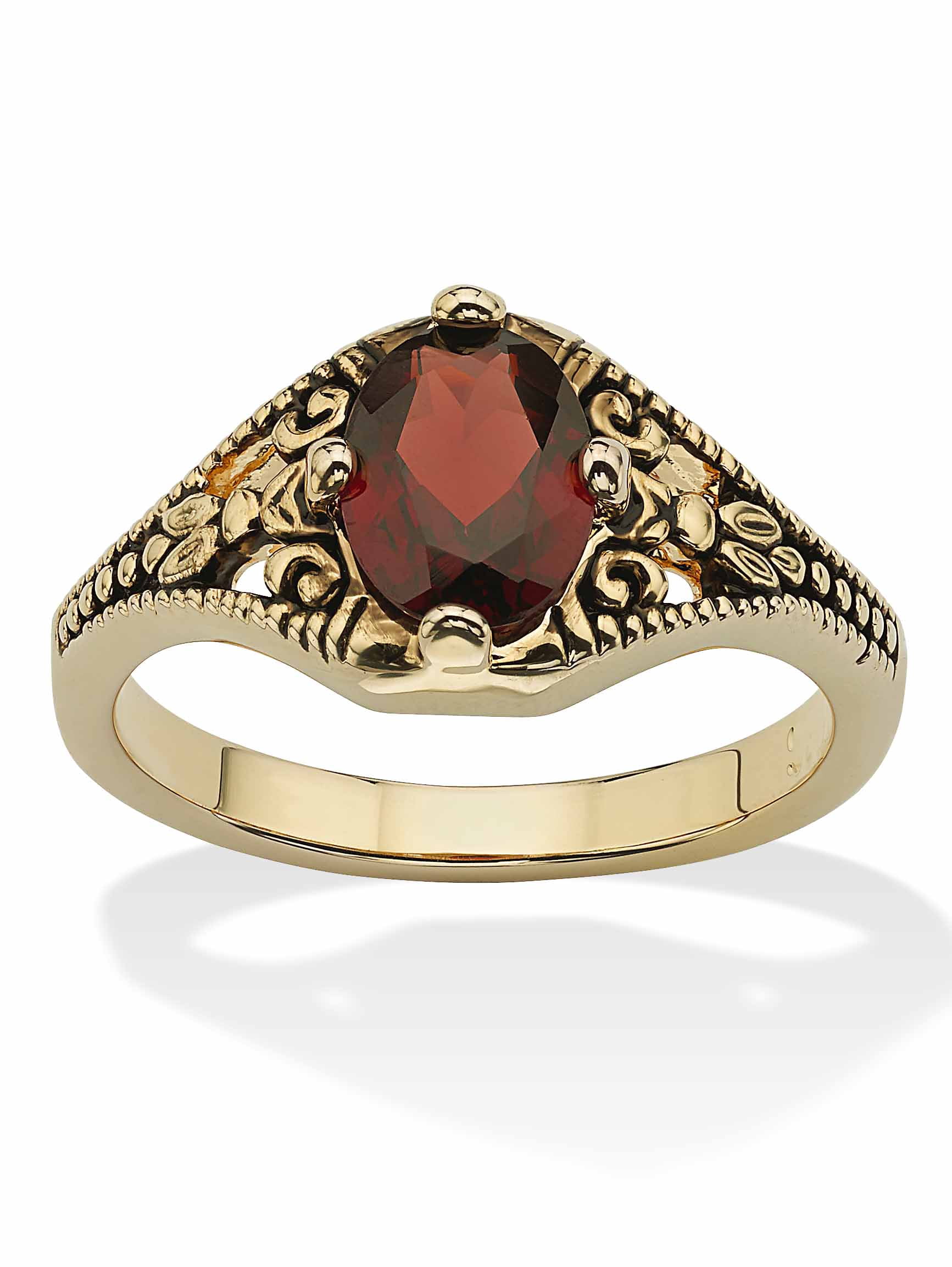 PalmBeach Jewelry Oval-Cut Genuine Garnet Vintage-Style Ring 1.40 TCW ...