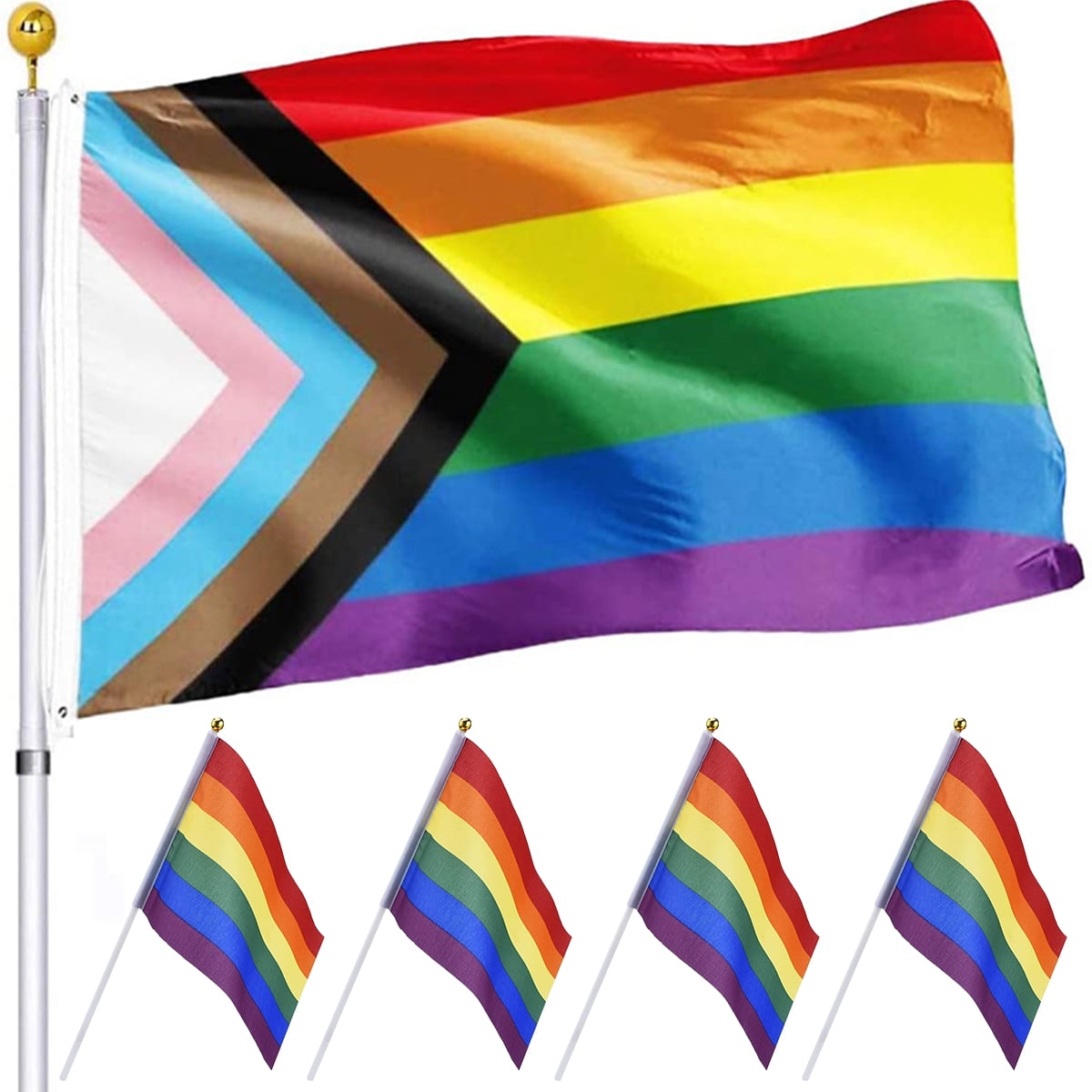 Progress Pride Flag 3x5 Outdoor Rainbow Stripes Flags For Lesbian Gay