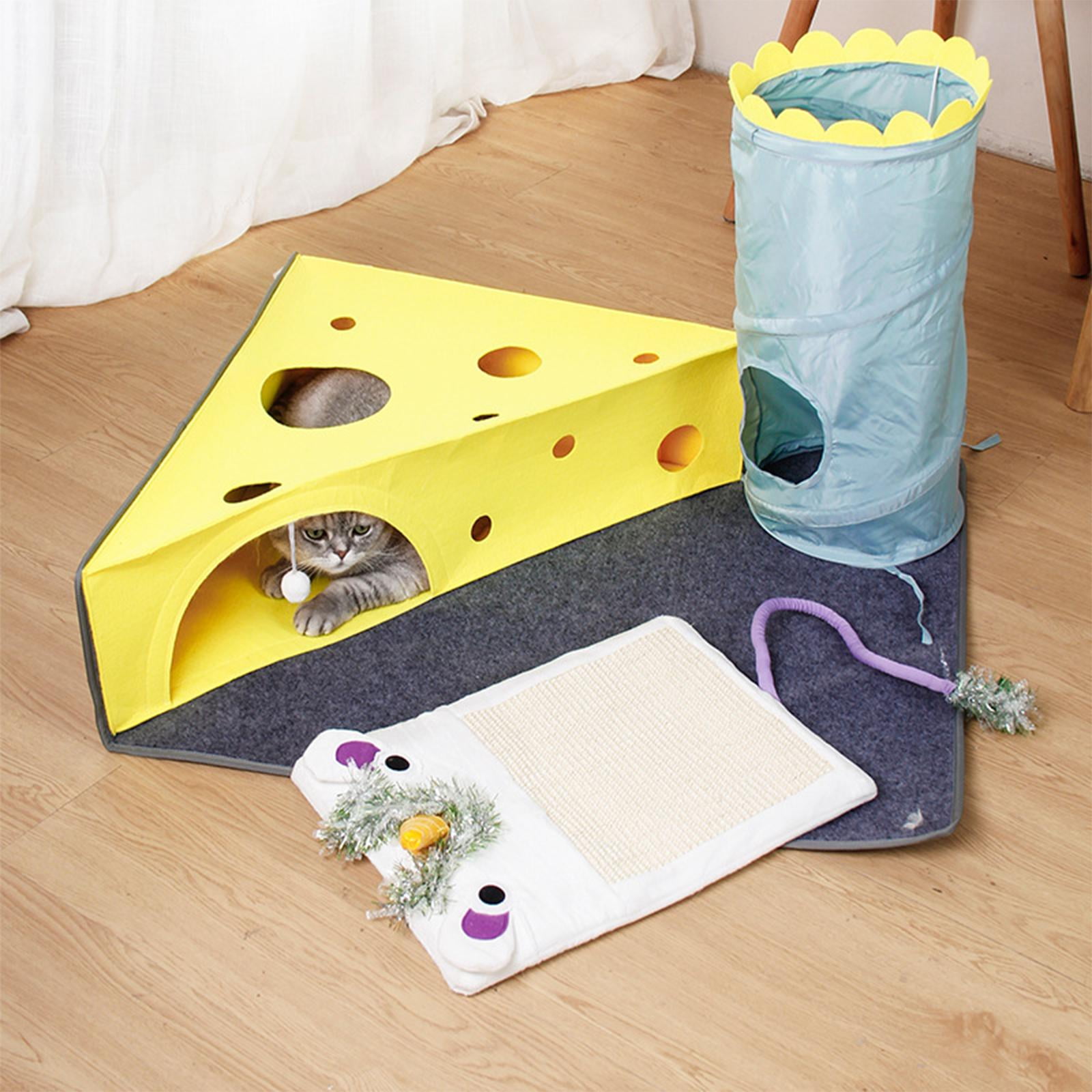 Cat Tunnel Scratcher Pad Interactive Toy Folding with Ball Grinding ...