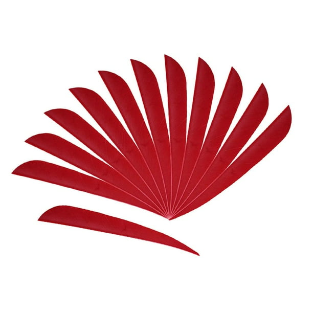 12 Pieces 4 inch Hunting Feather Fletching Left Wing Fletches Red ...