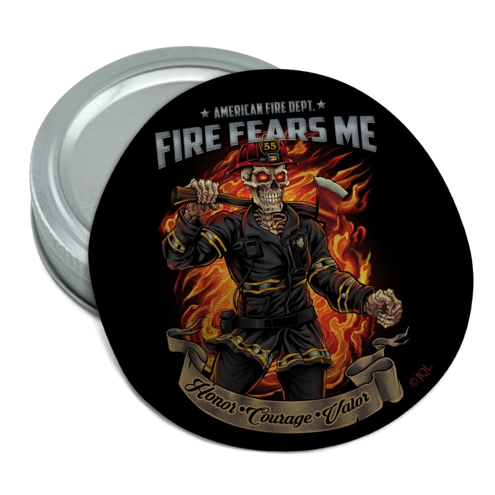 American Fire Department Firefighter Skeleton Fears Me Round Rubber Non ...