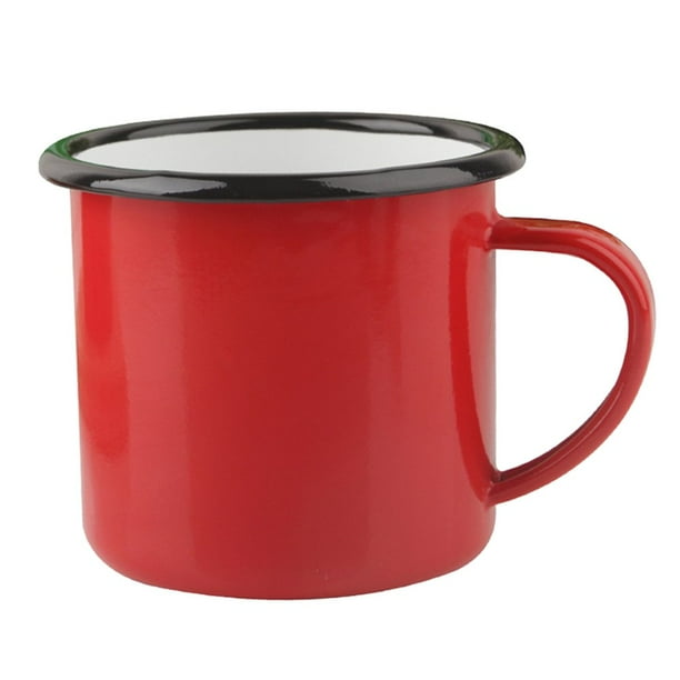 EIMELI 1pc Red Enamel Cup Classic Retro Mug Large Capacity Drinking Cup ...