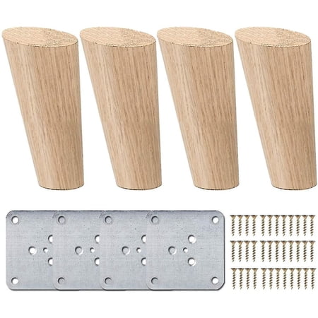 3 Inch Oblique Wood Furniture Legs, 4 Piece Round Natural Wood Table ...
