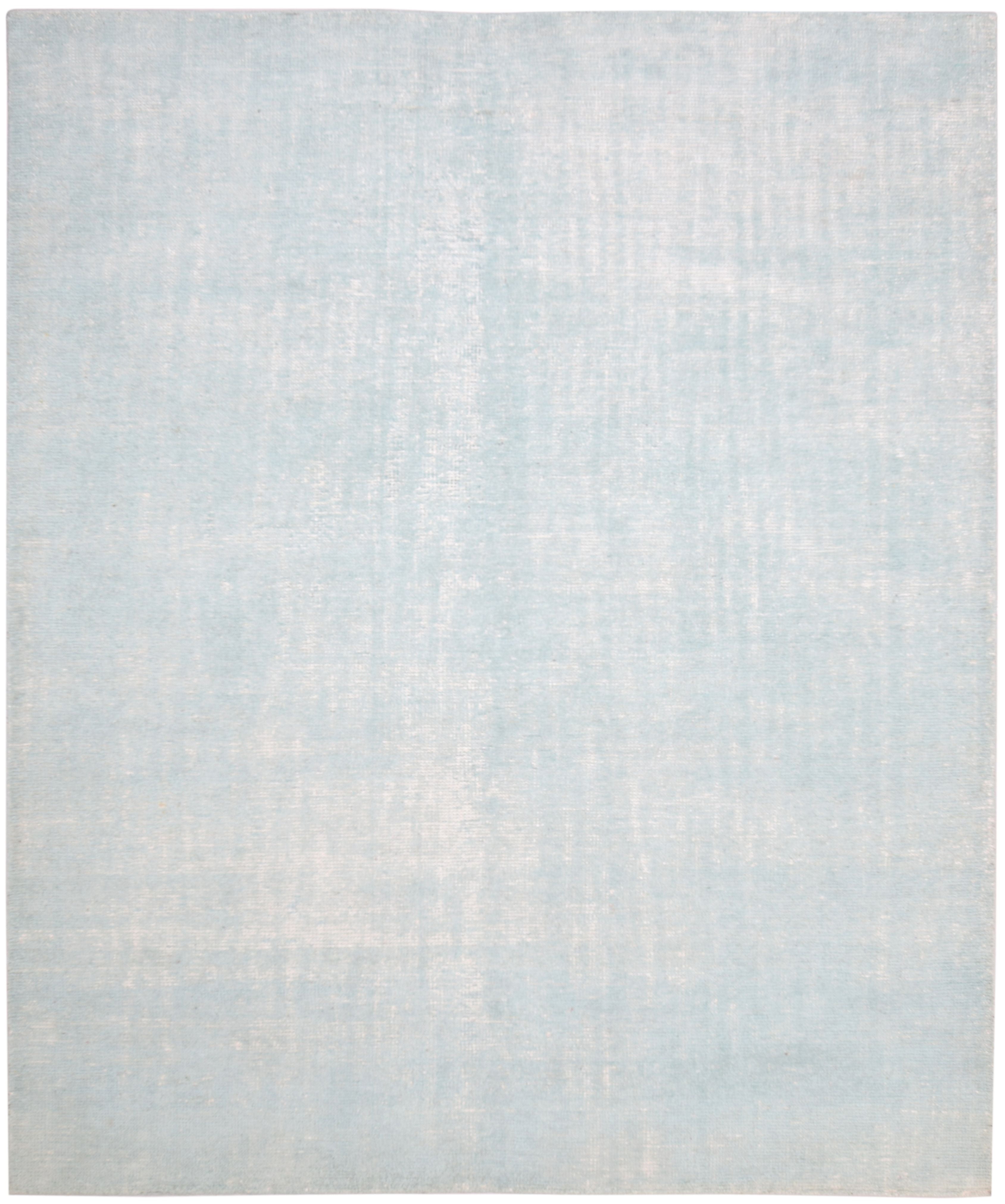 Blue Silk Rug 8' X 10' Modern Hand Woven Scandinavian Solid Large ...