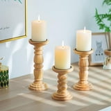 Hanobe Wood Candle Holders for PIllar Candles Farmhouse Brown ...