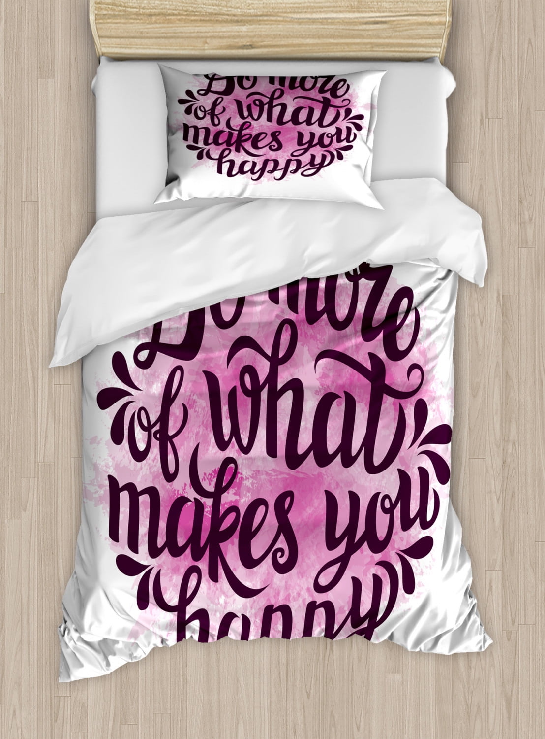 Quote Twin Size Duvet Cover Set, Do More of What Makes You Happy Slogan ...