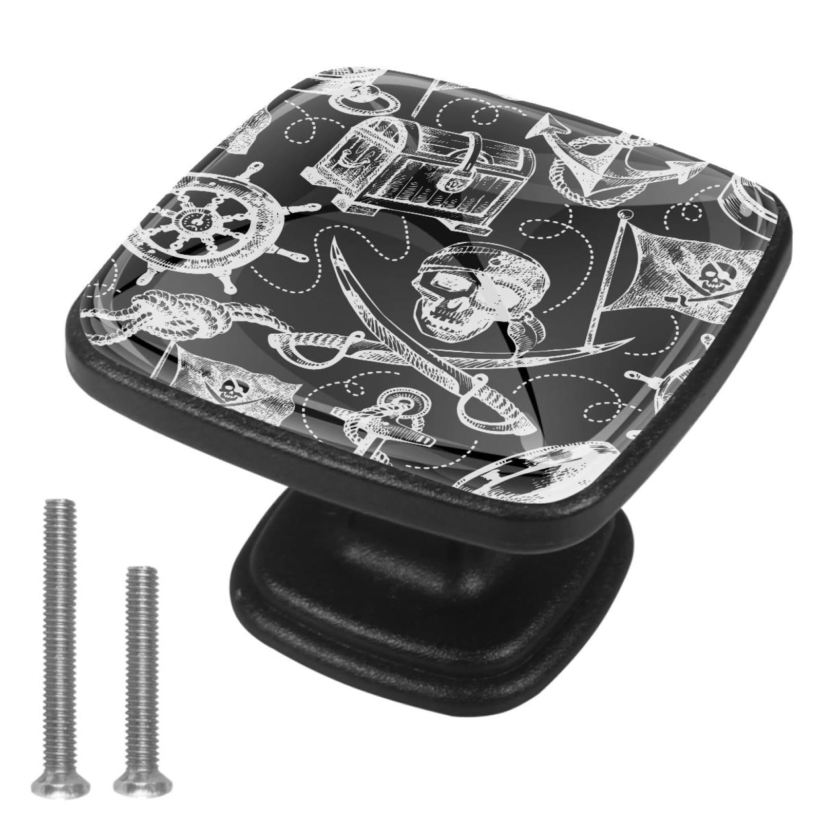 4 Pcs Cabinet Handle Drawer Pulls Skull Knobs with Screws Square ...