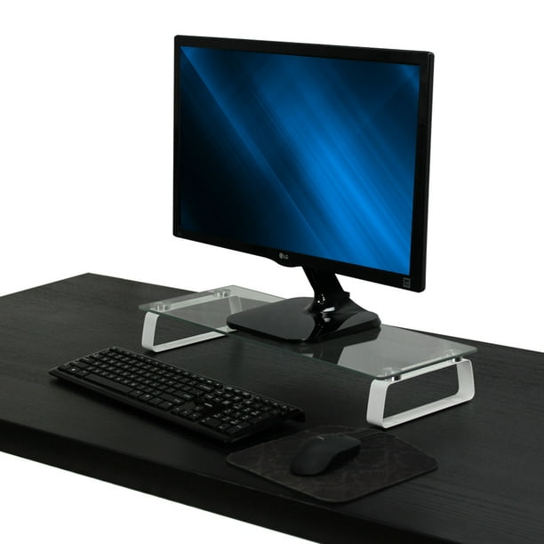NavePoint Ergonomic Glass Steel Leg Tabletop Monitor Stand / Laptop ...