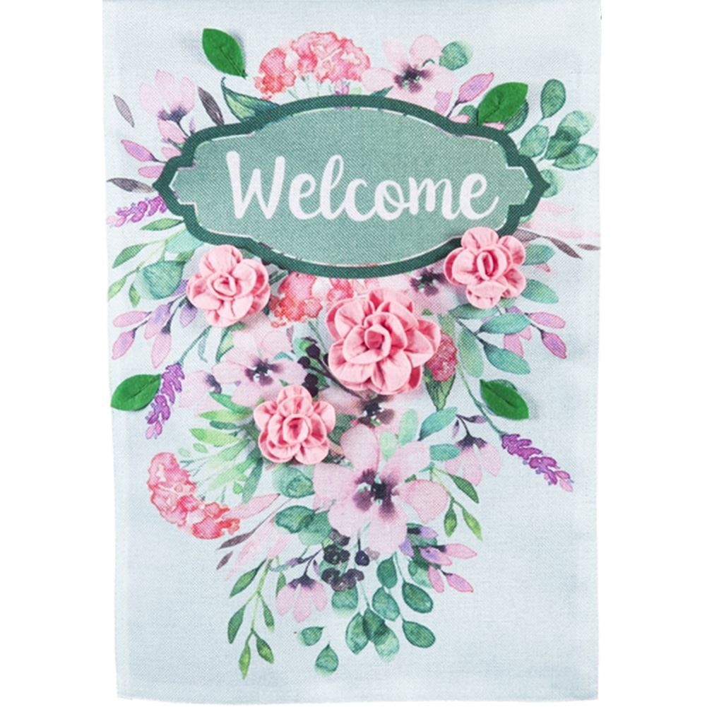 Evergreen Burlap Garden Flag - Spring Floral Welcome - Walmart.com