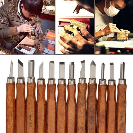 12Pcs Wood Carving Knife Set, Hand Chisel Tool Kit Professional ...
