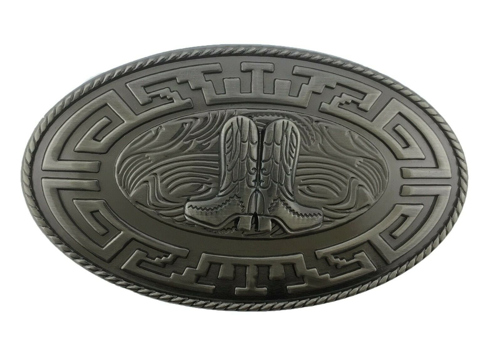 Cowboy Boots Belt Buckle Western Rodoe Texas Style Brushed Metal ...