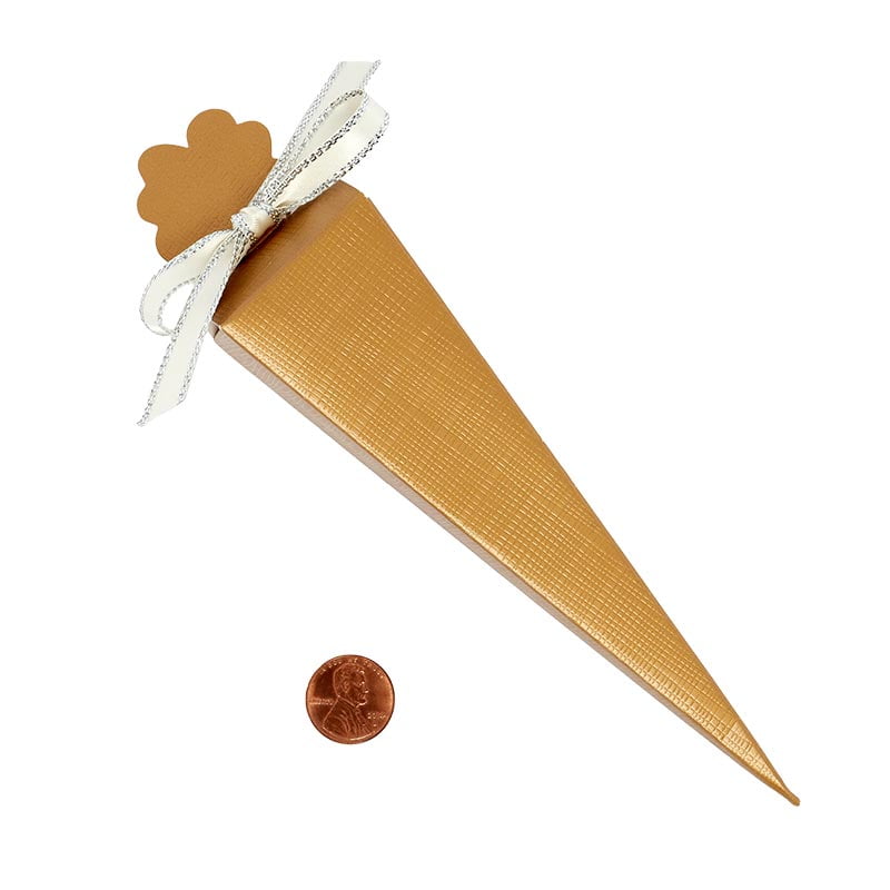 Gold Cone Shaped Favor Boxes | Quantity: 20 | Width: 1 1/2" by Paper ...
