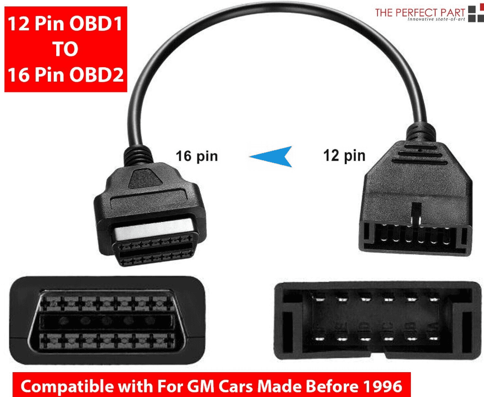 12 Pin OBD1 To 16 Pin OBD2 Convertor Adapter Cable For GM Diagnostic ...