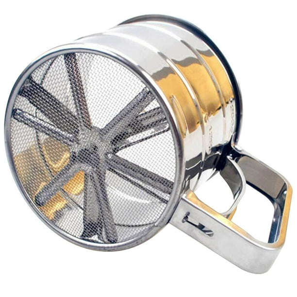 Flour Sifter Semi Automatic Stainless Steel Baking Sieve Handheld Mesh ...