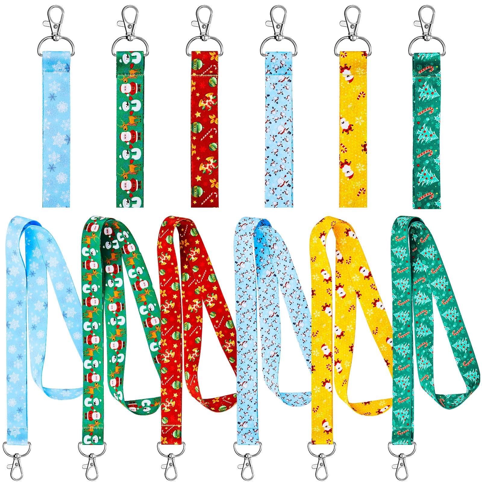 12 Pieces Christmas Themed Lanyards for ID Badges and Keys, Christmas ...