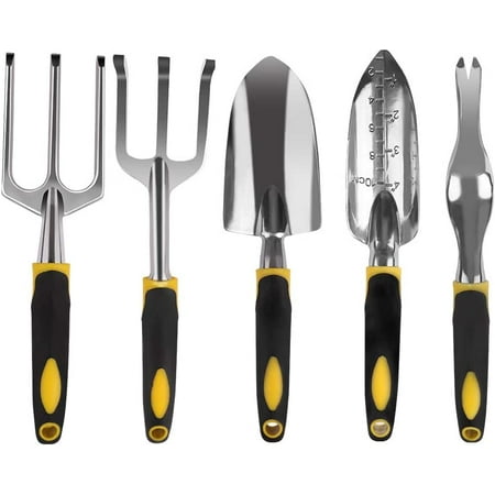 5 Pieces Gardening Tools Kit Aluminum Garden Tools Set with Fork ...