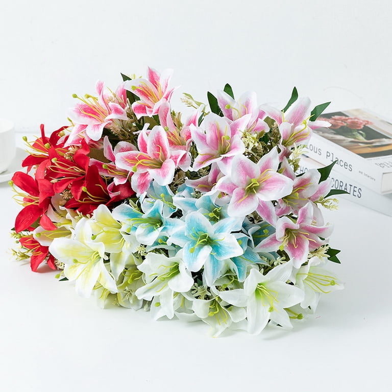 Real Touch Silk Easter Lily 6pcs Artificial Lily Flowers, 73.0cm Long