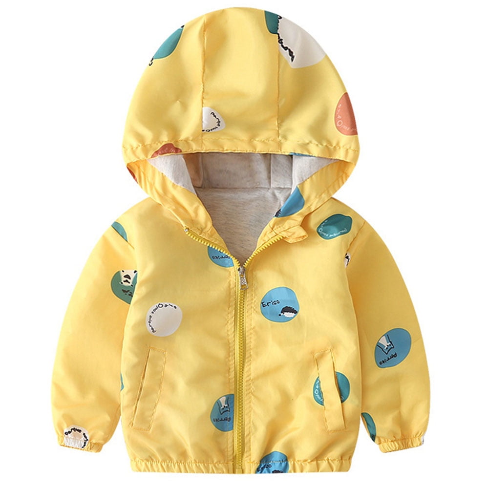 1-6T Kids Girls Waterproof Windbreaker Printed Hooded Zip-up Jackets ...