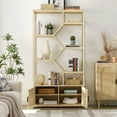 Paproos Tall Bookshelf with 2 Cabinets, 7-Tier Large Bookcase ...
