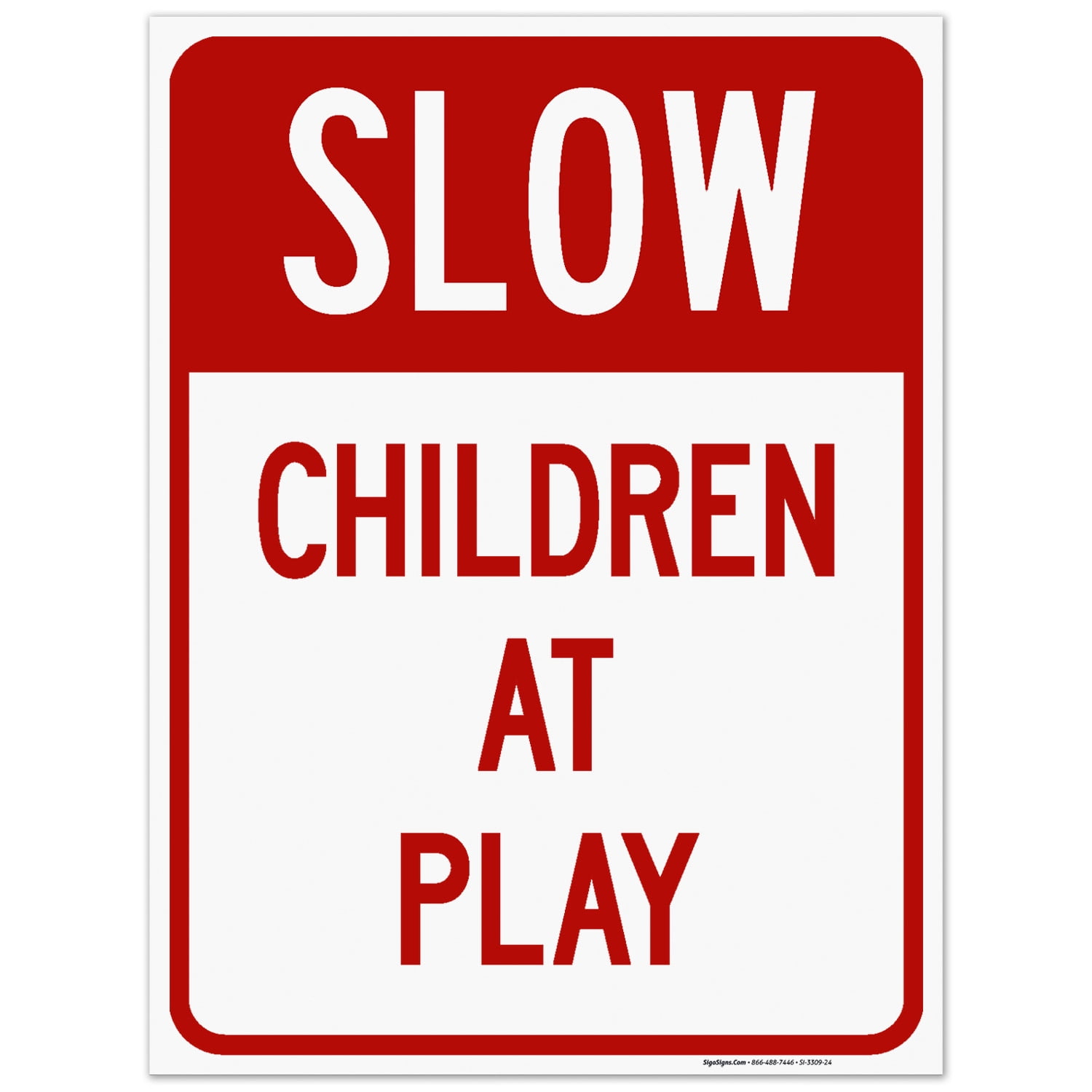 Slow Children At Play Red Sign, Traffic Sign, 18x24 Corrugated Plastic ...