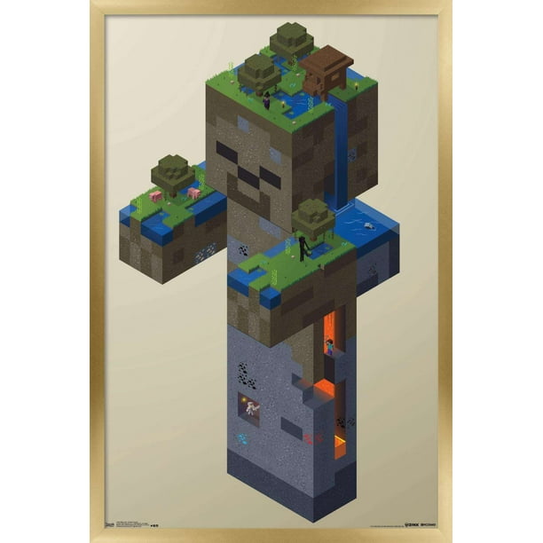 Minecraft - Pigman Nether Wall Poster, 14.725" x 22.375", Framed ...