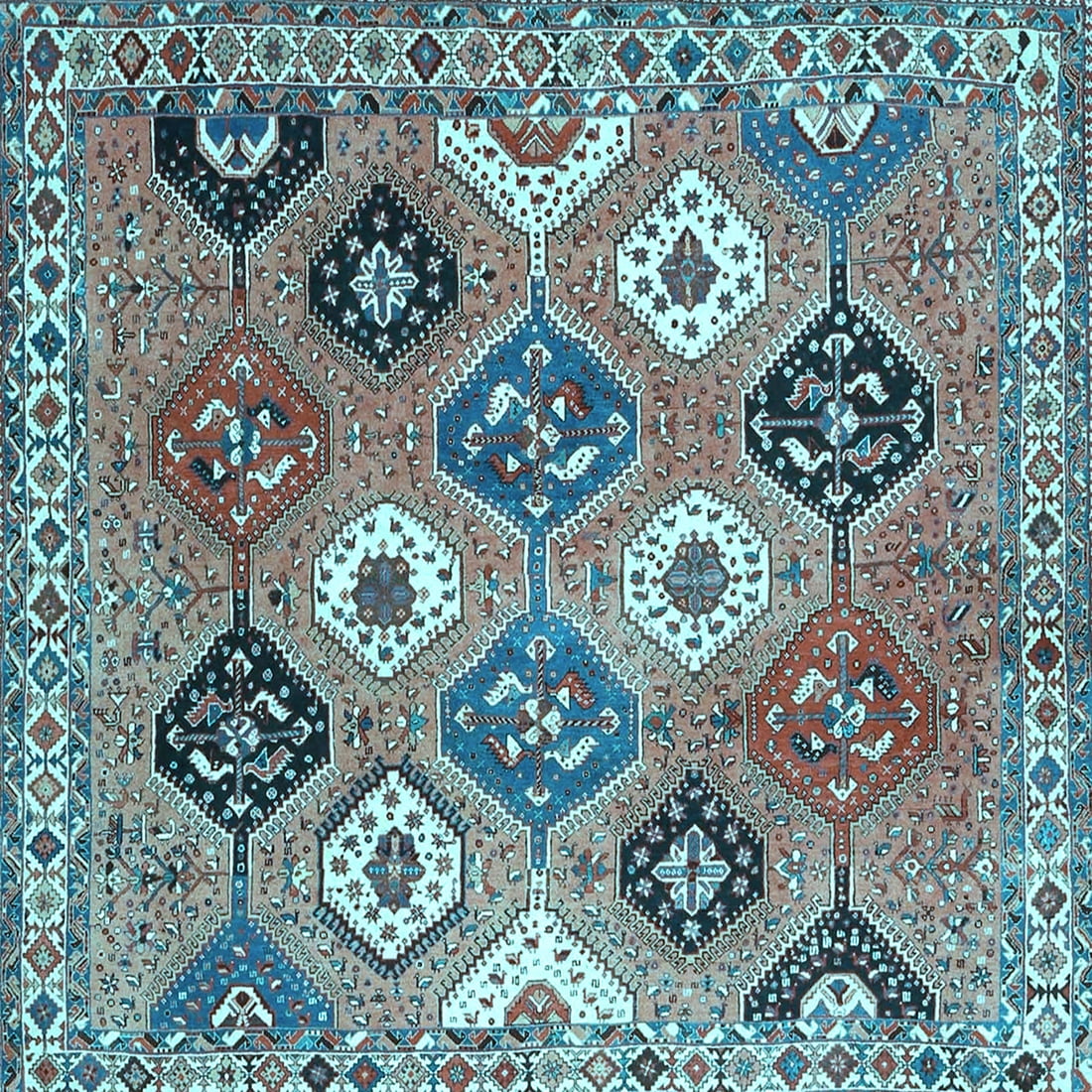 Ahgly Company Indoor Square Persian Light Blue Traditional Area Rugs, 6 ...