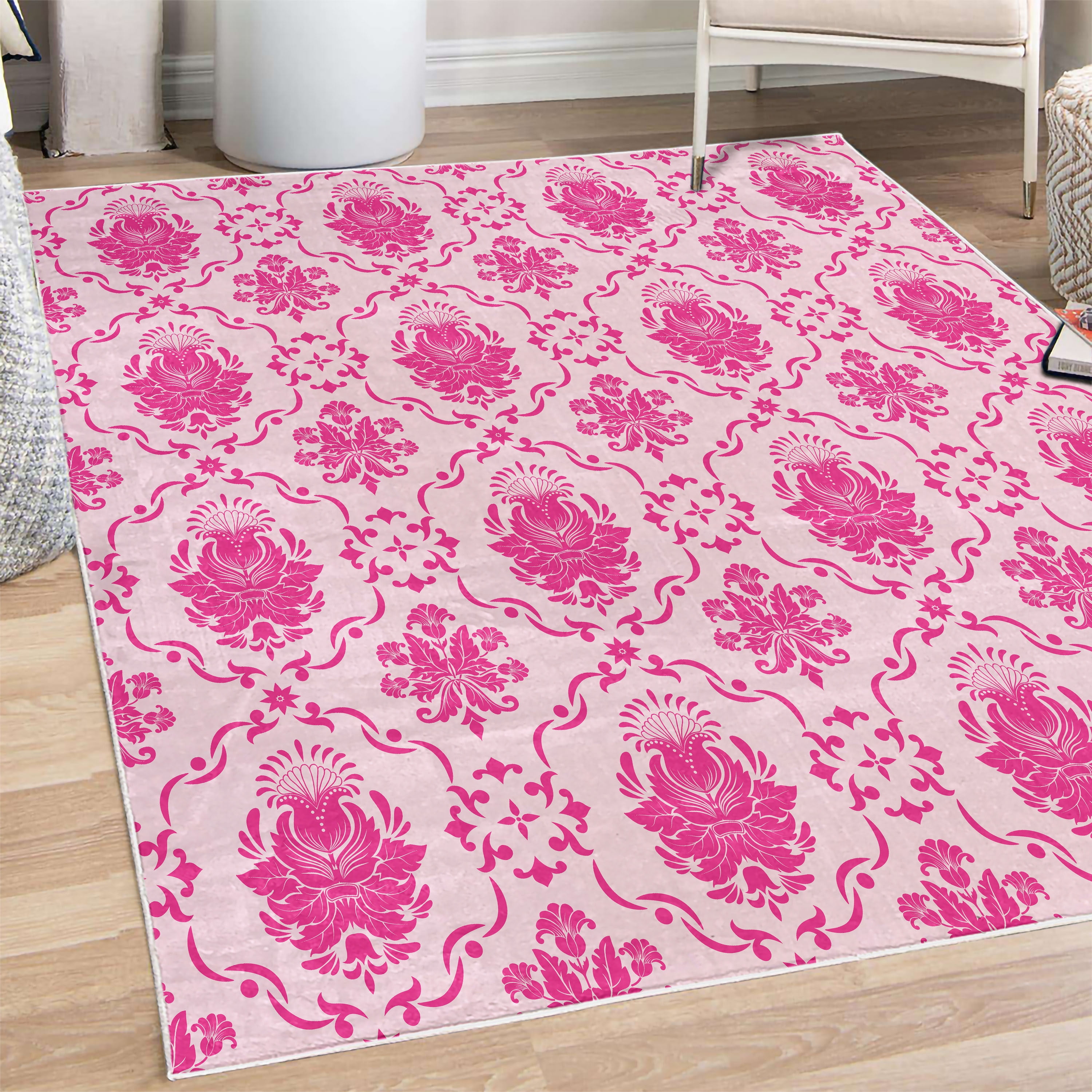 Floral Decorative Rug, Classic Victorian Floral Patterns Tulips ...