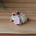 ELANZAA JEWELS- Rose Quartz Ring Adjustable 925 Silver Band with Garnet ...