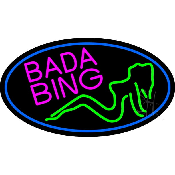 Bada Bing Girl With Blue Border LED Neon Sign 13 x 24 - inches Black ...
