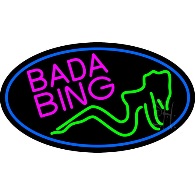 Bada Bing Girl With Blue Border LED Neon Sign 20" Tall x 37" Wide ...