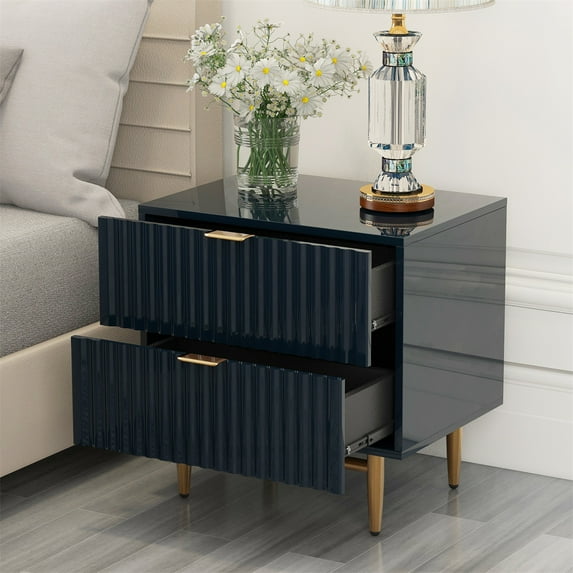 2-Drawer Nightstand, Accent Night Table Storage Bedside Table with 2 ...