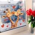 9.1*11.4IN 2025 Valentine's Day Window Clings Cartoon Couple Giraffe ...