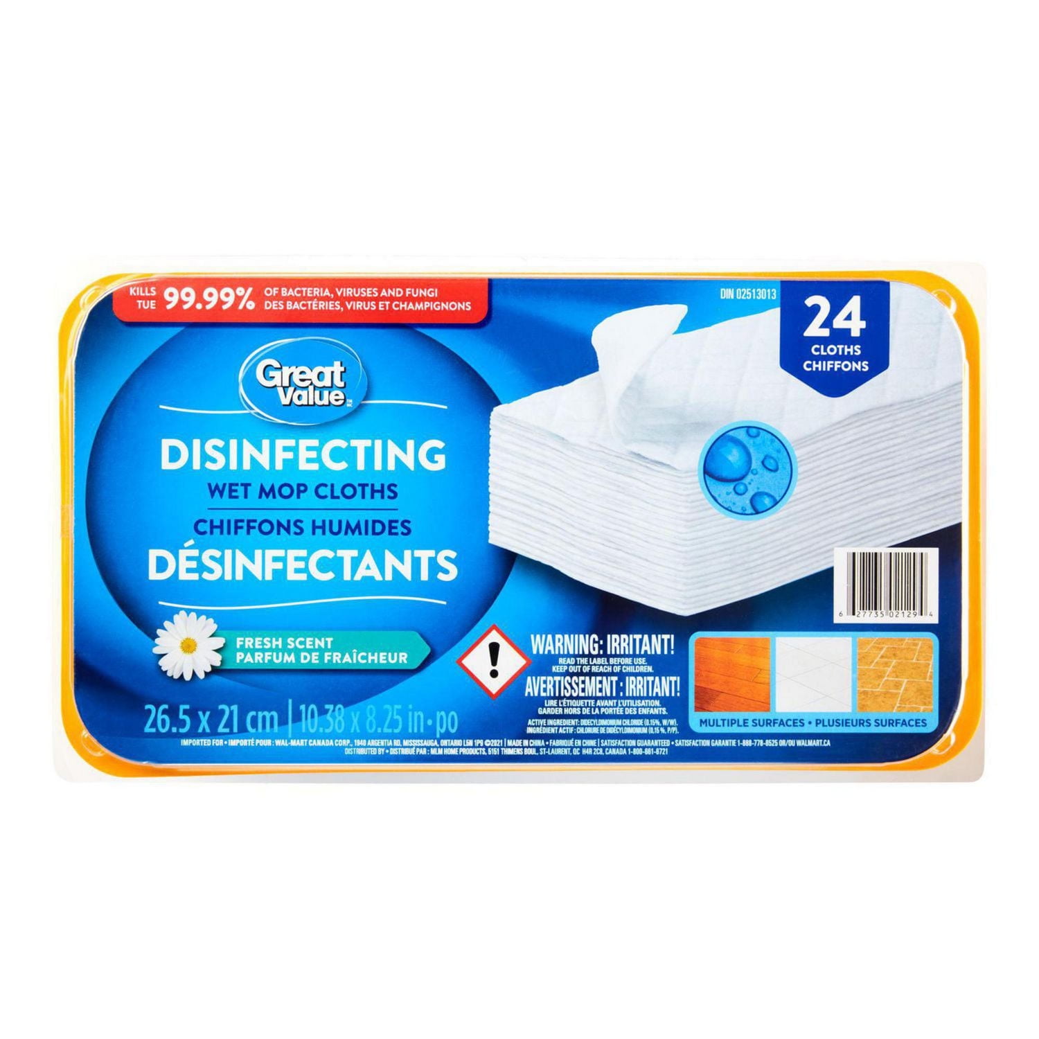 Click here for Great Value Disinfecting Wet Mop Cloths 26.5 Cm X... prices