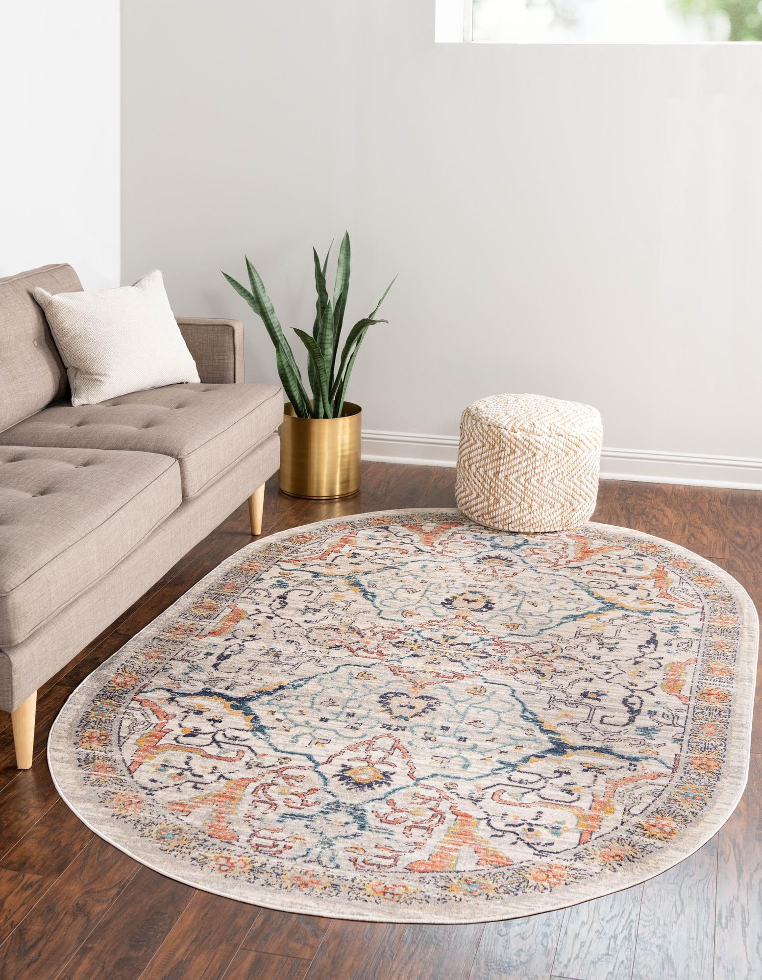 Rugs.com Lola Collection Rug – 8' x 10' Oval Ivory Medium Rug Perfect ...