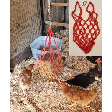 ORANGE Chicken Coop Flock Block Bird Seed Hanging Bag Veggie Treat ...