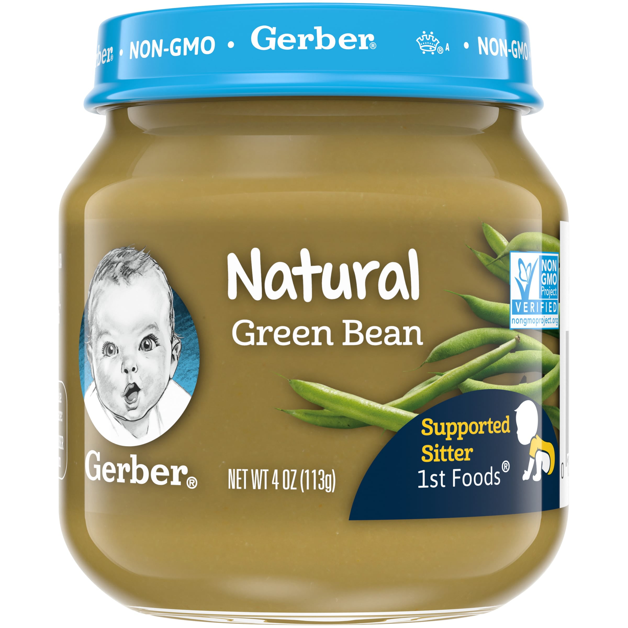 Gerber 1st Foods Natural for Baby Baby Food, Green Bean, 4 oz Jar ...